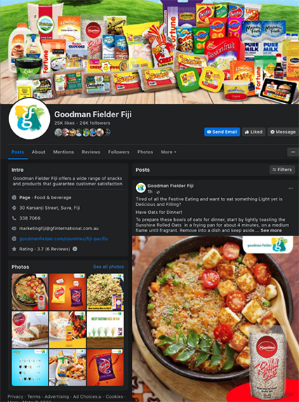 Goodman Fielder Fiji Social Media Management